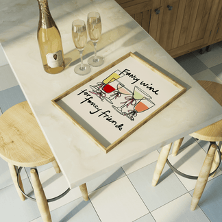 Fancy Wine For Fancy Friends Print | Girly Bar Cart Decor – THE WALL SNOB