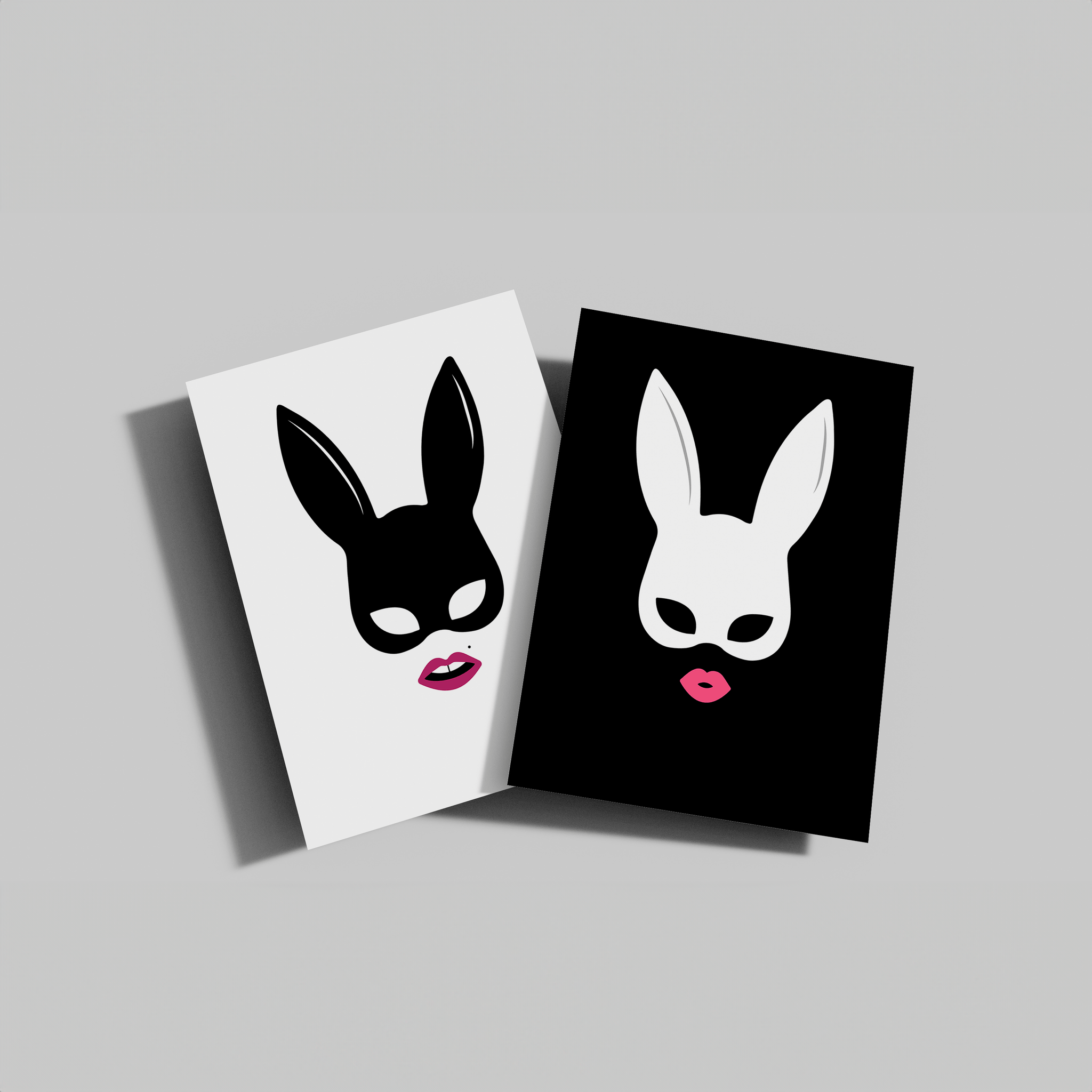 Follow The Rabbit Duo | Minimalist Rabbit Mask Print Set – THE WALL SNOB