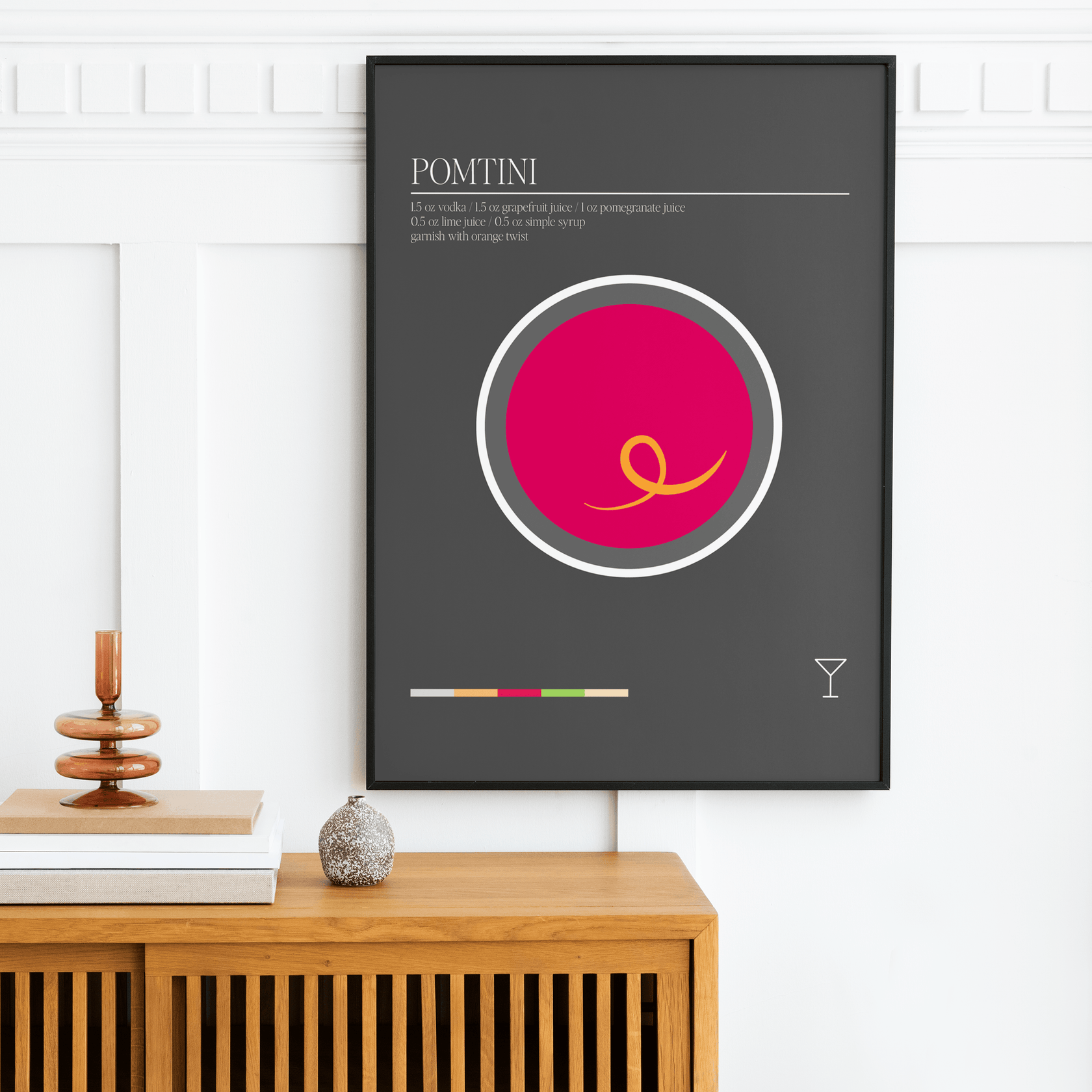 Minimal Pomtini Martini, Poster | Cocktail Prints Bar Decor – THE WALL SNOB
