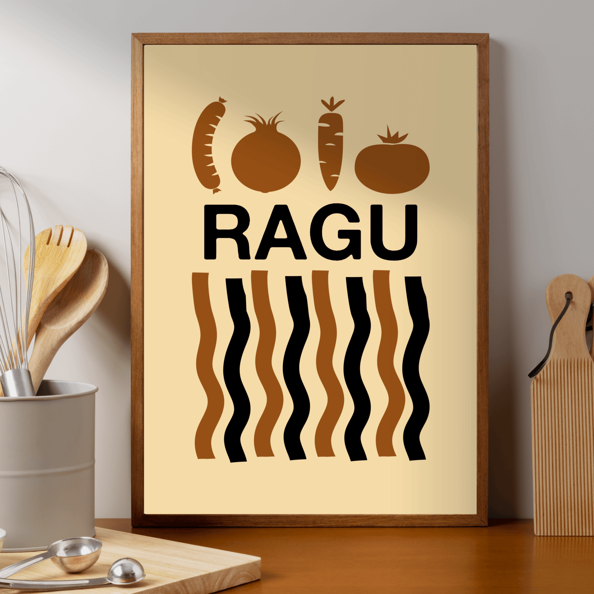 Ragu Minimal Pasta, Poster | Simple Minimal Pasta Kitchen Prints – THE ...